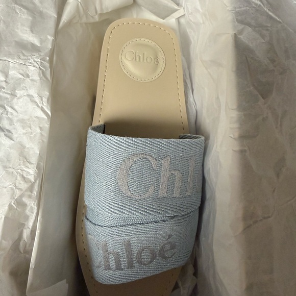 Chloe | Shoes | Chloe Baby Blue Woody Slides | Poshmark